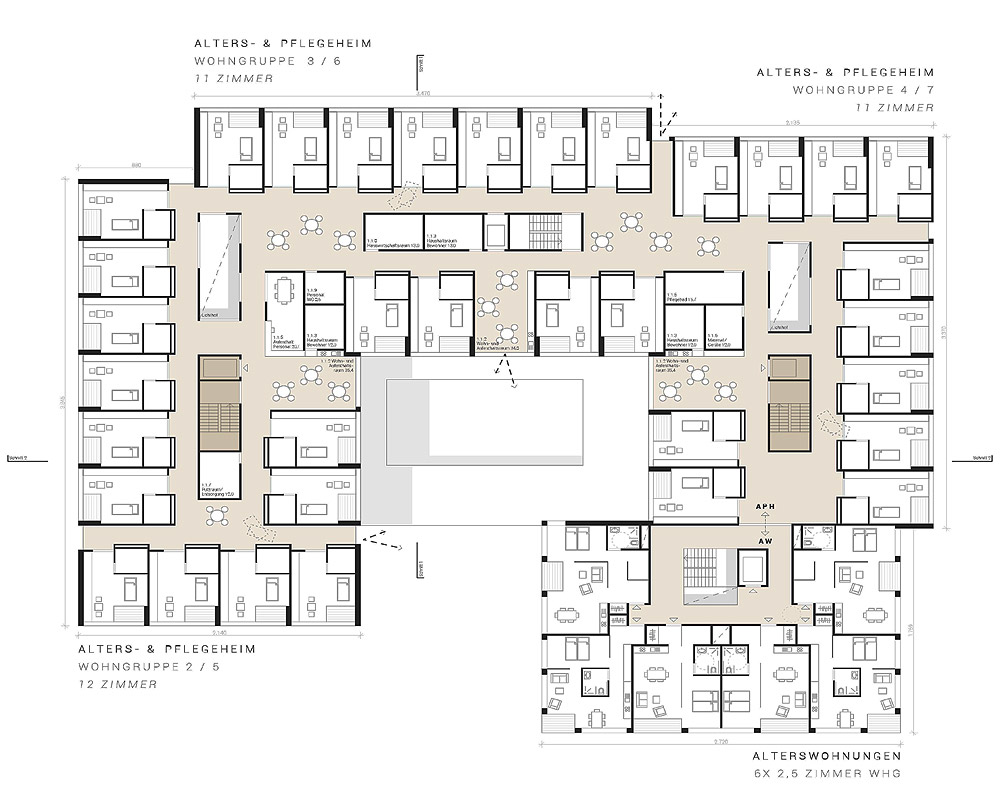 Pflegeheim mit Altenwohnungen Gossau, Schweiz Wettbewerb WTO-weit offen ...